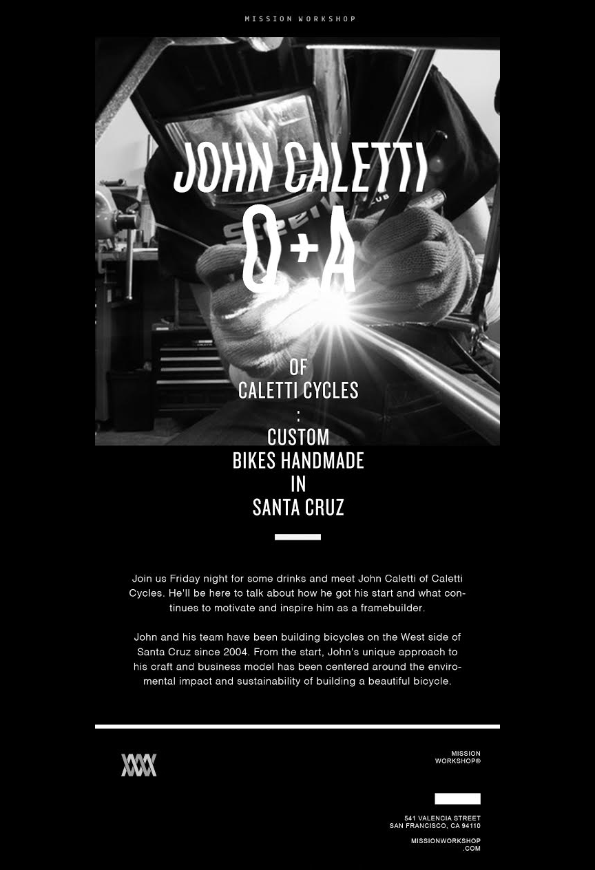 Mission Workshop Q+A With Caletti Cycles This Friday | The Radavist | A ...